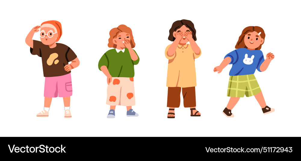 Happy children playing joyful funny active kids Vector Image