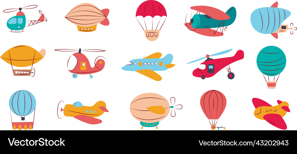 Kids transport hand drawn childish Royalty Free Vector Image