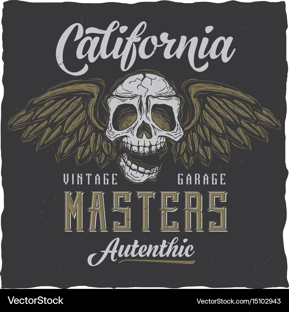 Label design with of skull wings Royalty Free Vector Image