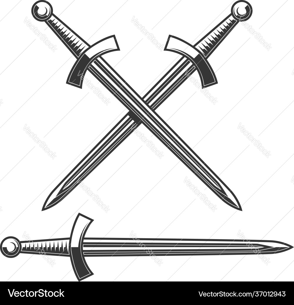 Medieval knight sword design element for poster Vector Image