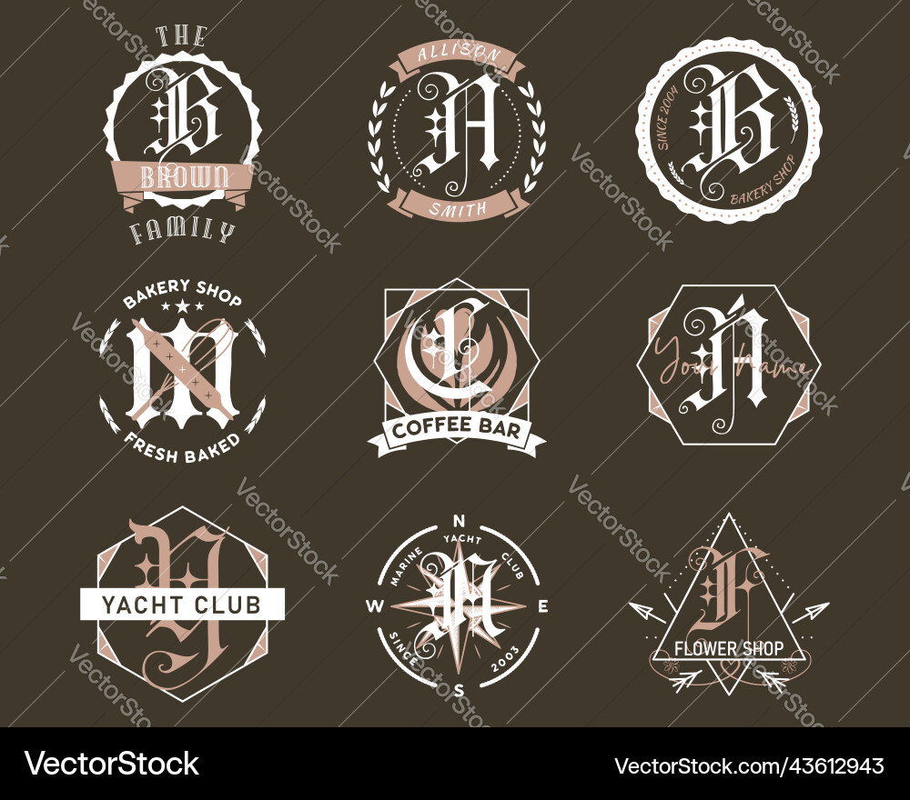 Monogram logo designs set classic monograms Vector Image