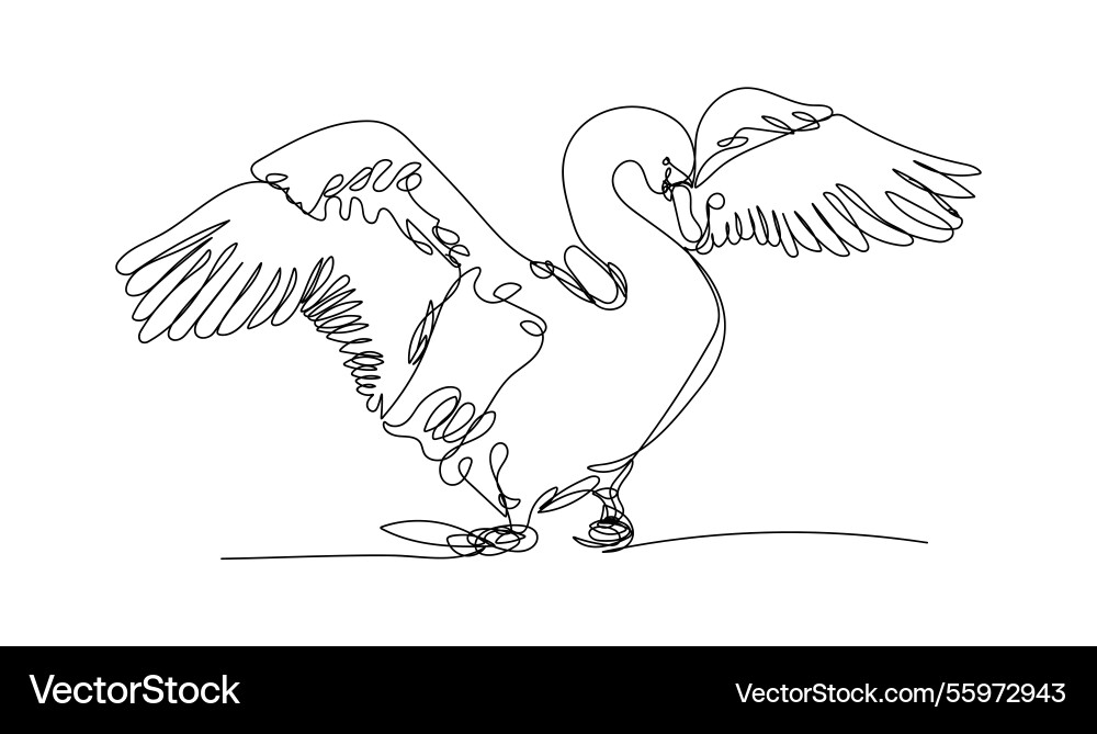 Mute swan continuous one line drawing design Vector Image