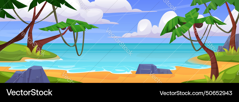 Sea beach landscape cartoon Royalty Free Vector Image