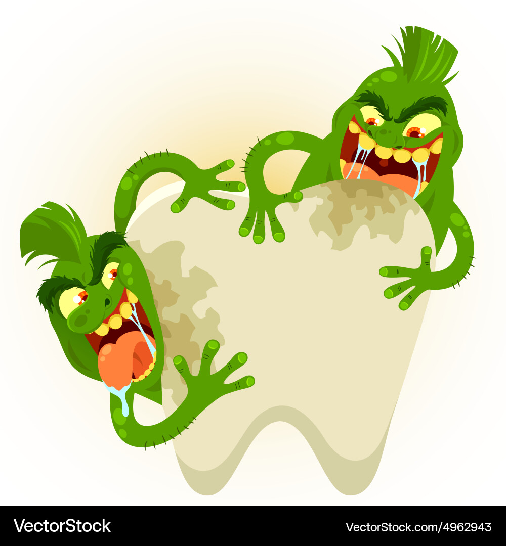 Tooth Decay Germs Royalty Free Vector Image - VectorStock