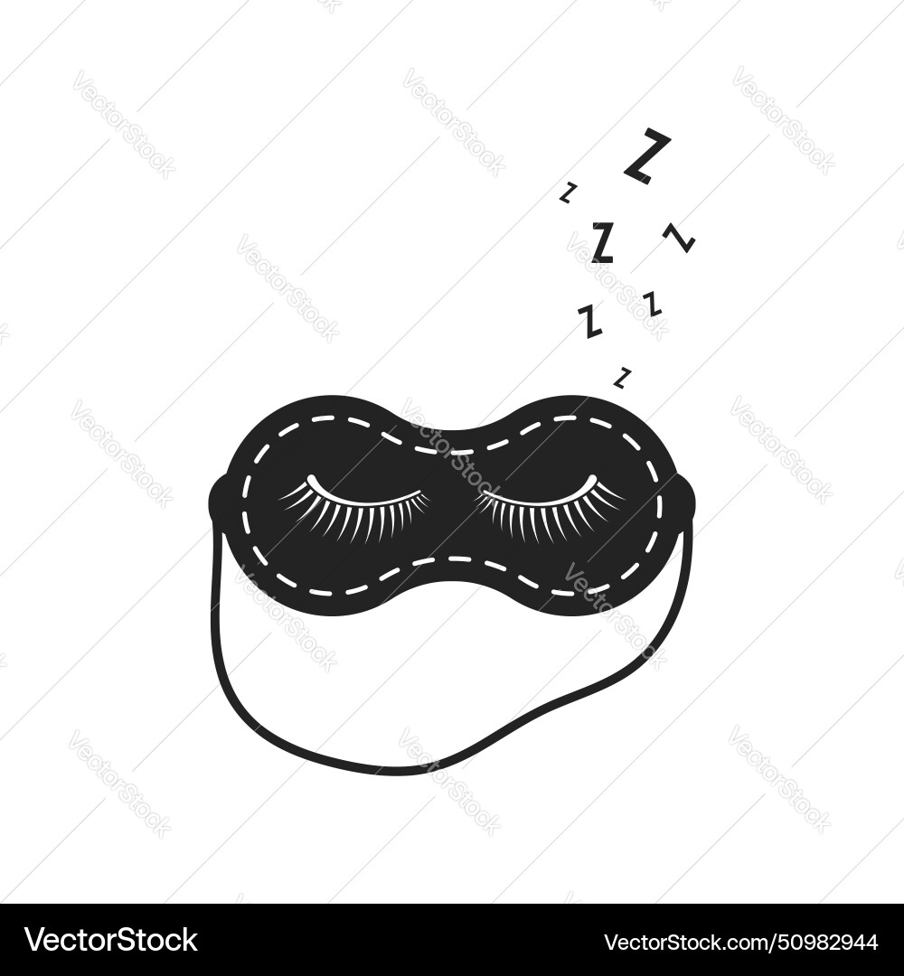 Black sleep mask with closed eyes and snoring Vector Image