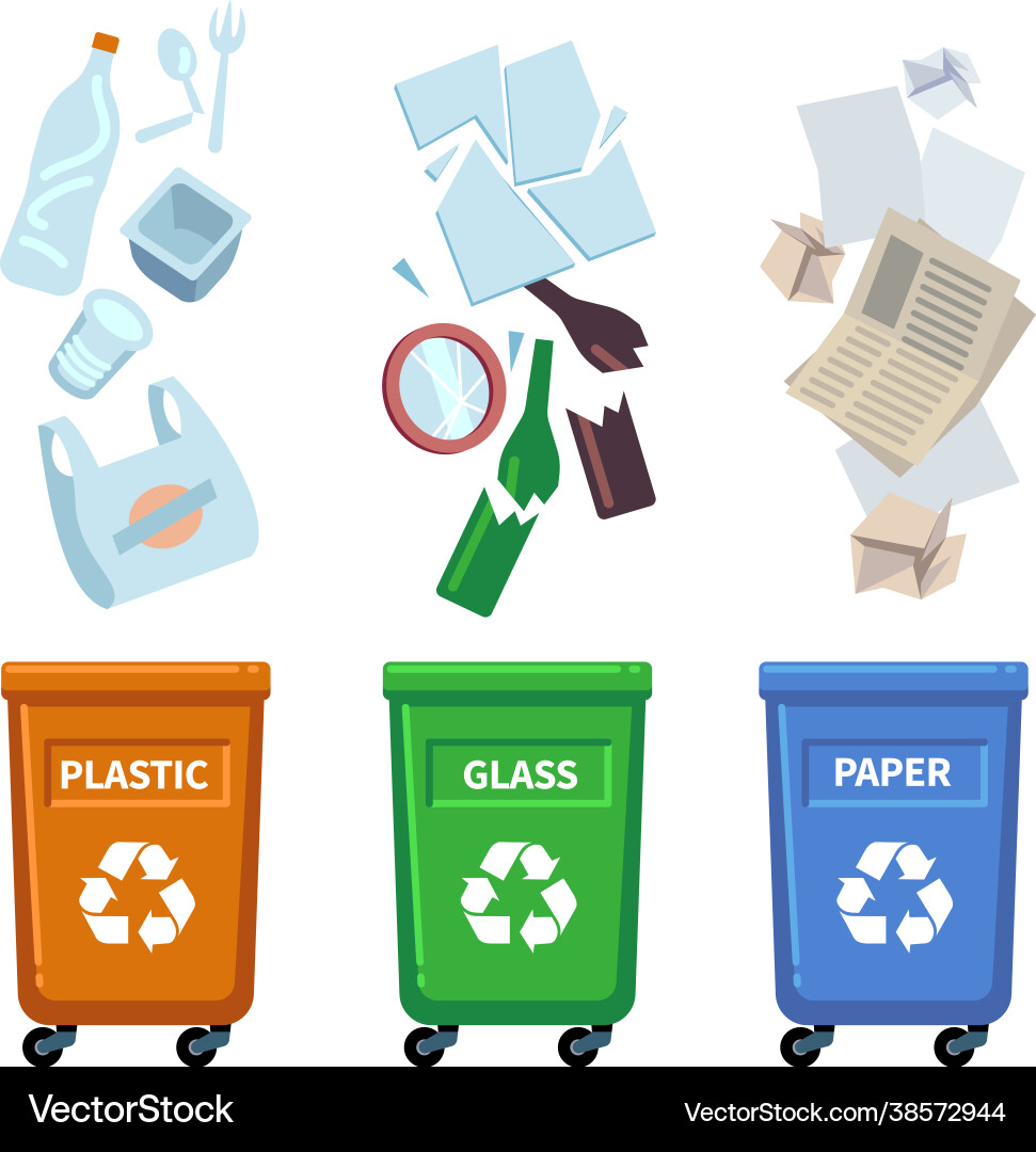 Different Types of Waste Bins Royalty Free Vector Image