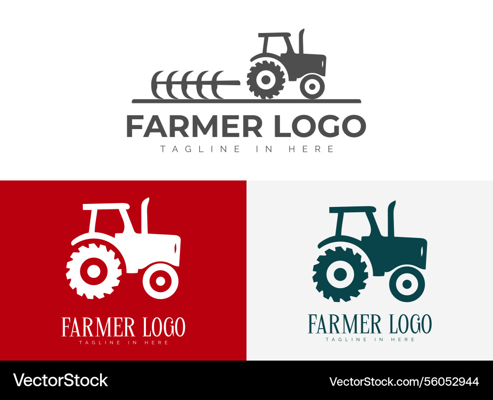 Ffarmar logo design tractor Royalty Free Vector Image