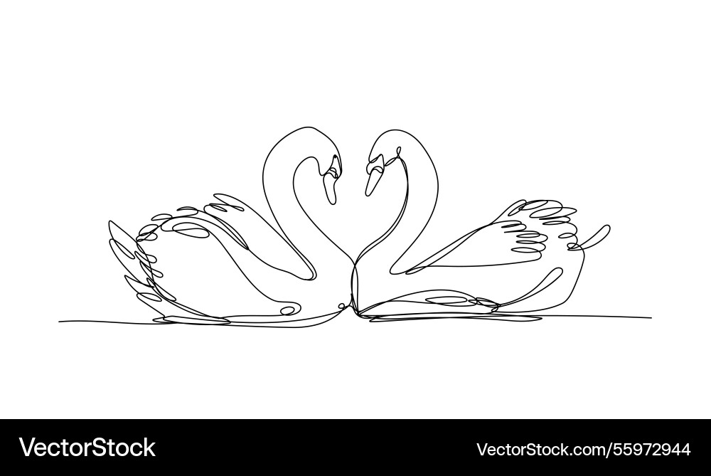 Mute swan continuous one line drawing design Vector Image