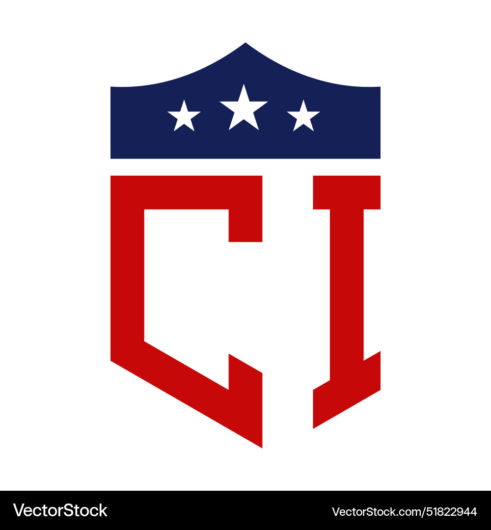 Patriotic ci logo design letter Royalty Free Vector Image