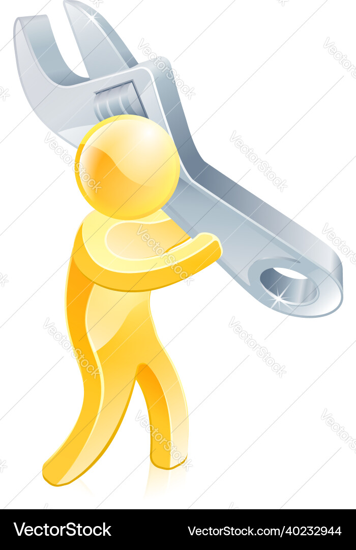 Person holding spanner Royalty Free Vector Image
