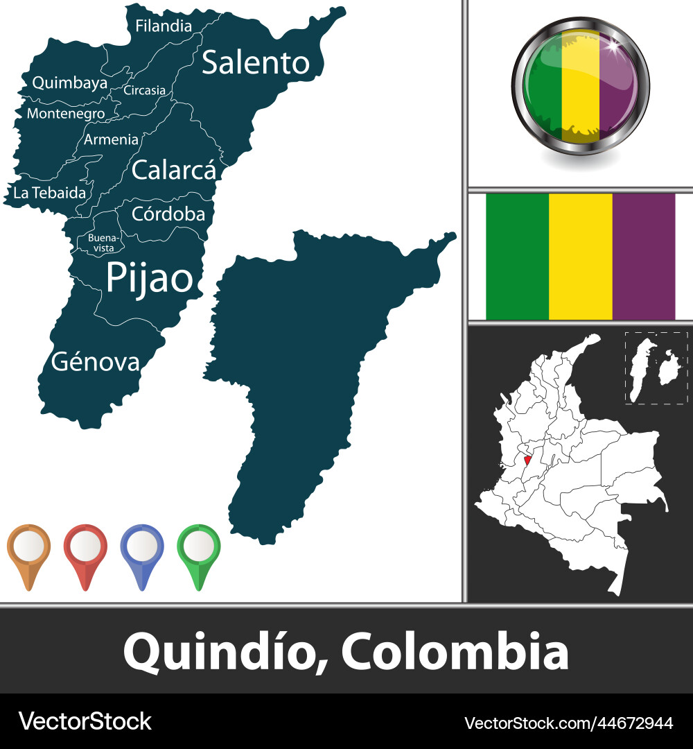 Quindio department colombia Royalty Free Vector Image