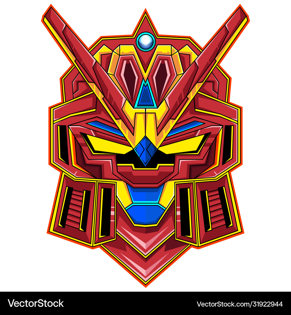 Red robot head mascot logo design Royalty Free Vector Image