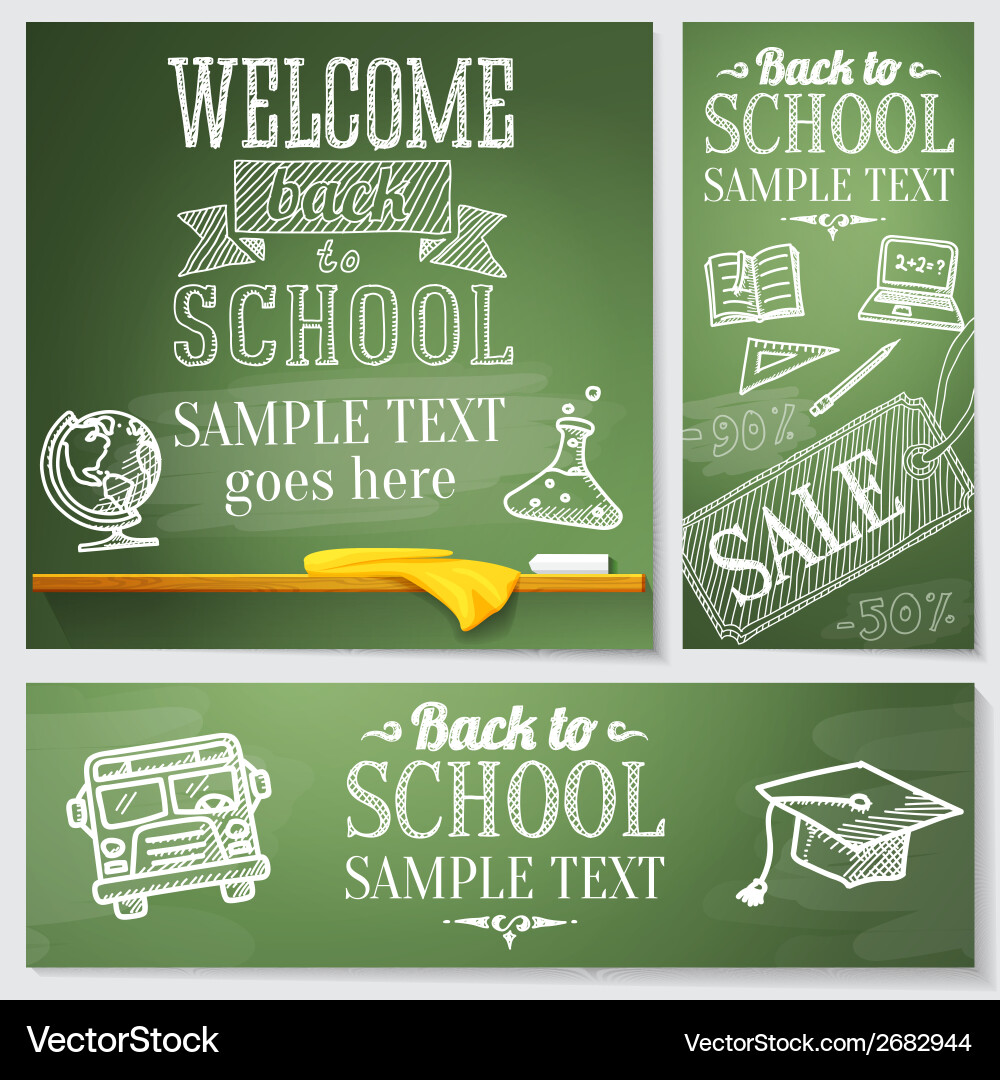 School Welcome Back Chalkboard Banners Royalty Free Vector