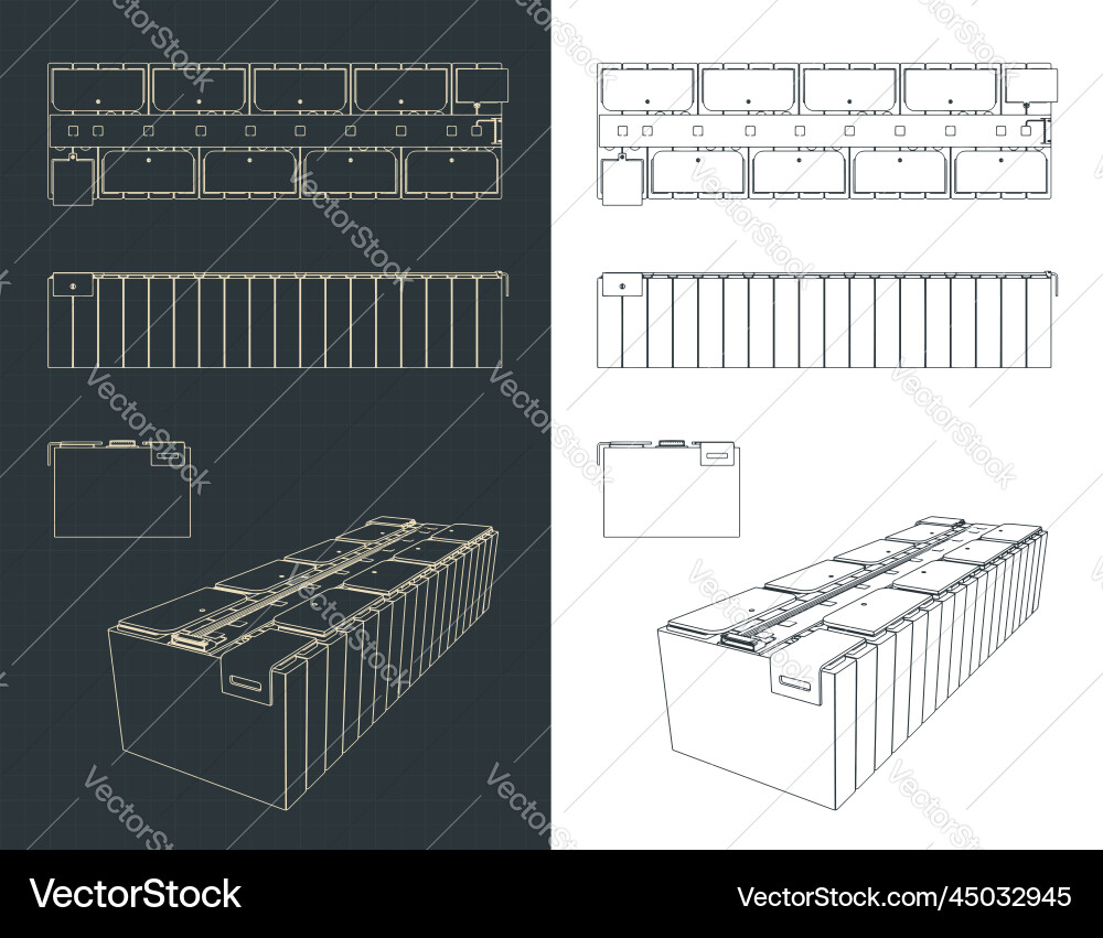 Battery module blueprint Royalty Free Vector Image