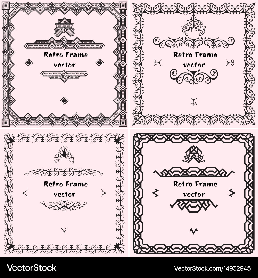 Collection of square vintage frames Royalty Free Vector