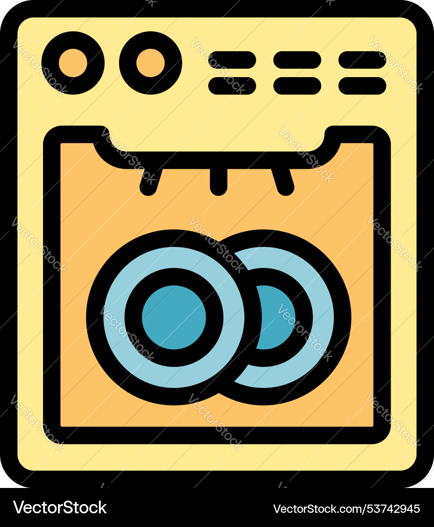 Dishwasher washing plates icon representing Vector Image