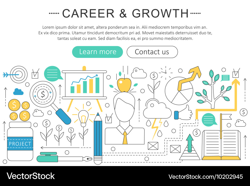 Elegant thin line flat modern career Royalty Free Vector