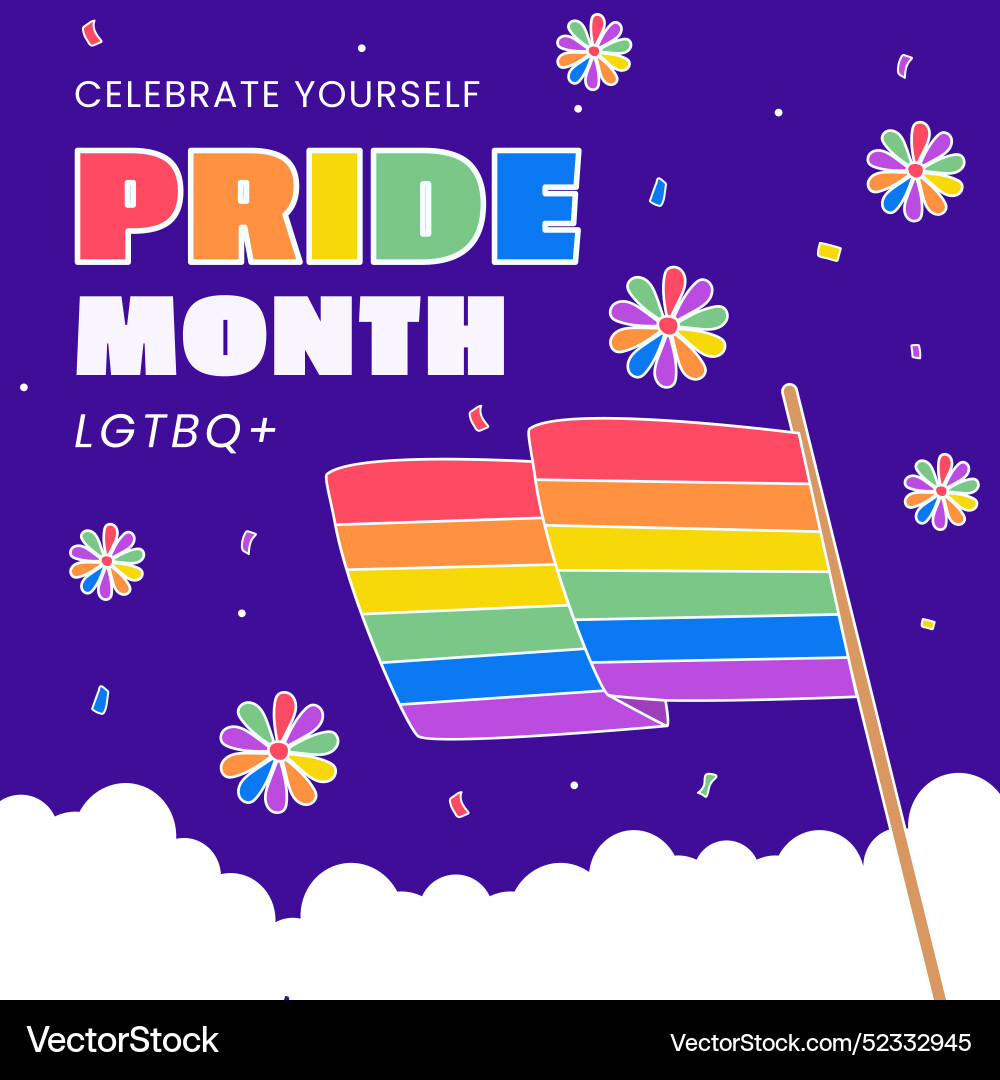 Flat instagram posts collection for pride month Vector Image
