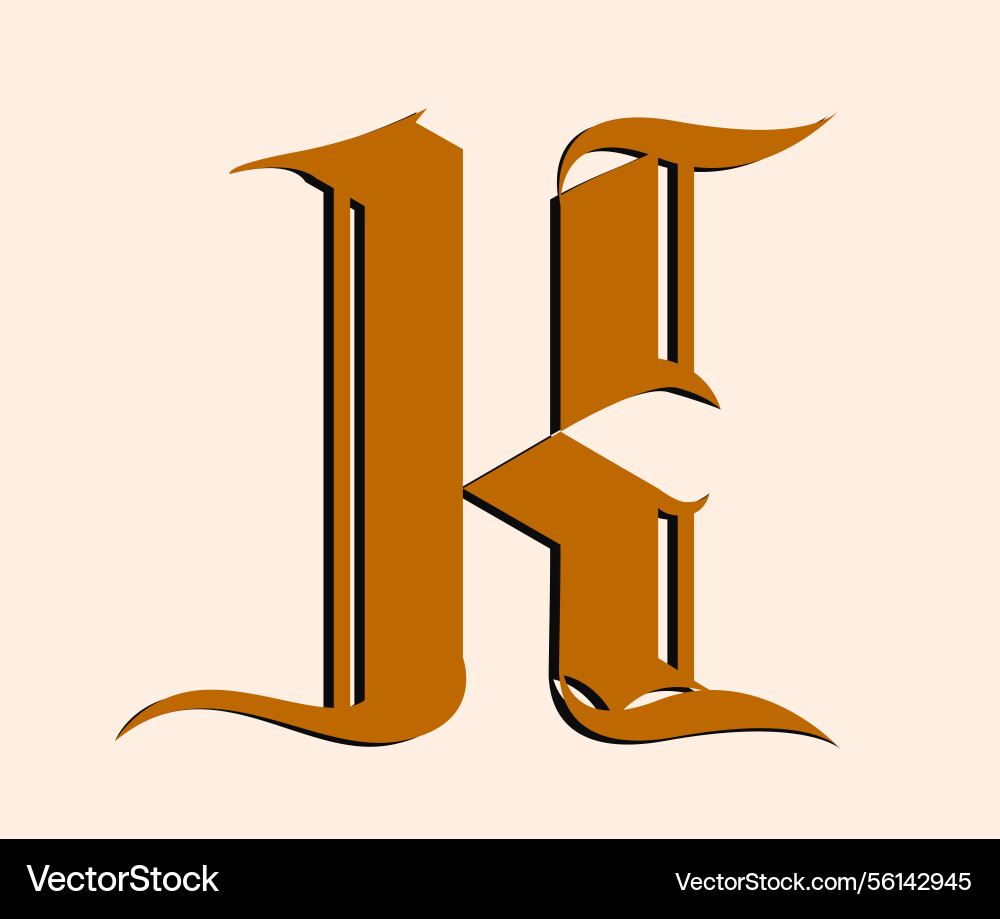 Gothic letter k in brown on beige background Vector Image