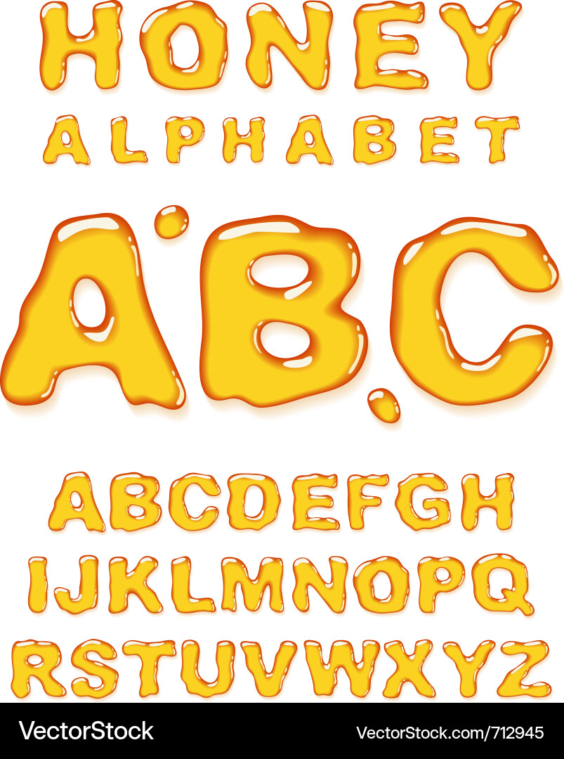 Honey alphabet letters Royalty Free Vector Image