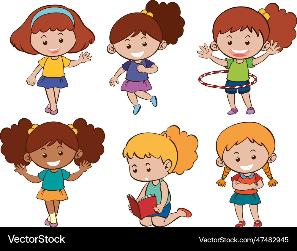 Kids doing various activities Royalty Free Vector Image