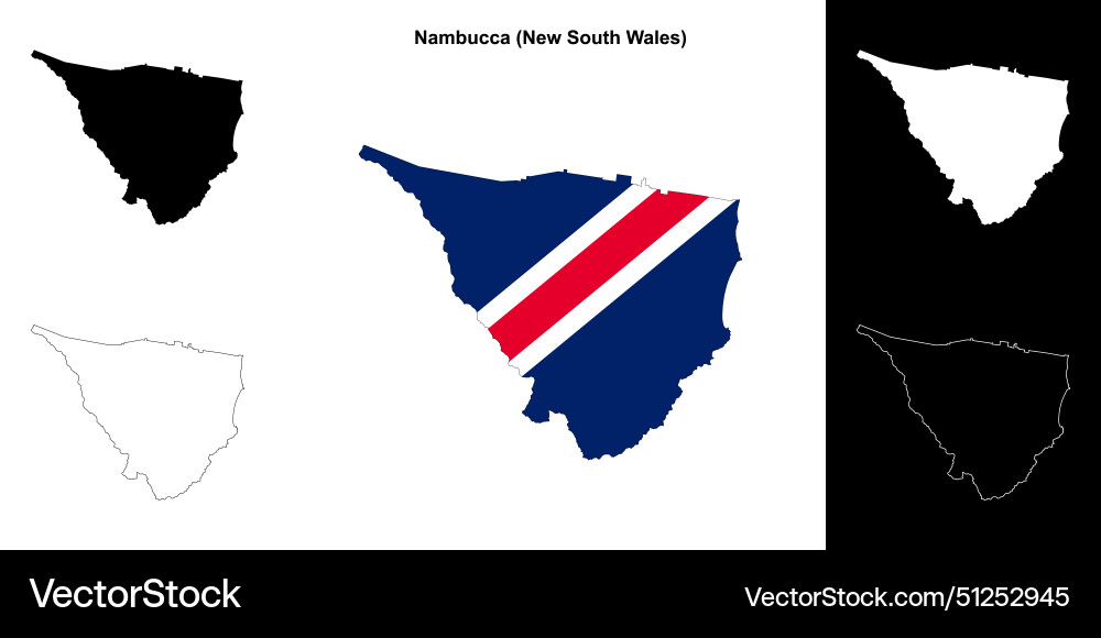 Nambucca outline map Royalty Free Vector Image