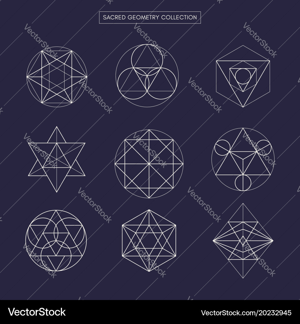 Sacred Geometry Outline Collection Royalty Free Vector Image