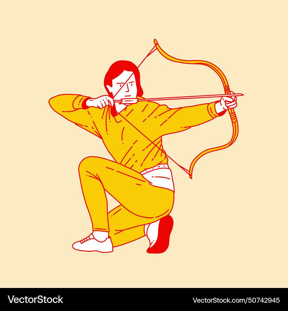 Simple cartoon of an archer 2 Royalty Free Vector Image