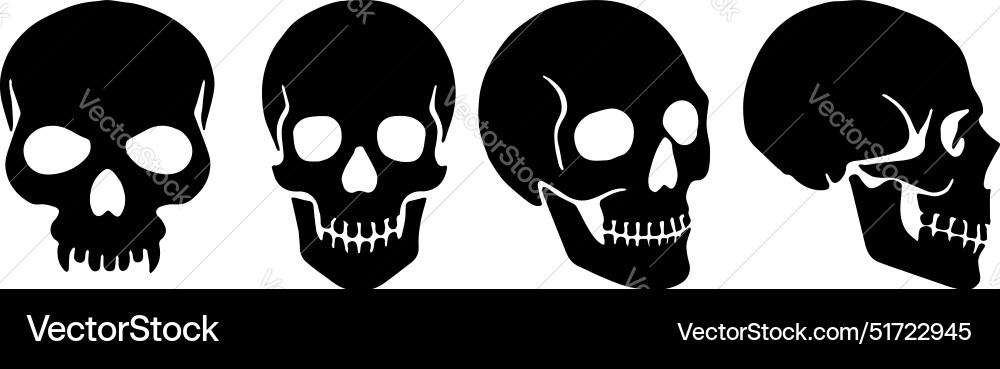 Skull silhouette set Royalty Free Vector Image