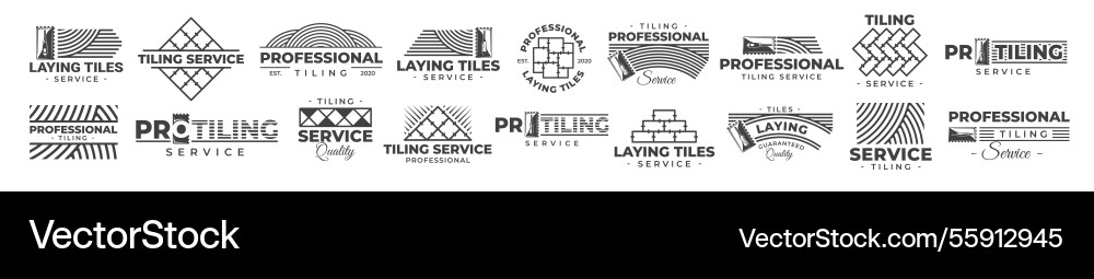 Tiling set of logos isolated on white background Vector Image