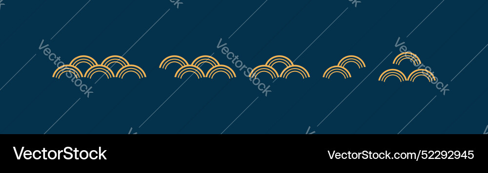 Traditional asian ocean waves design elements set Vector Image
