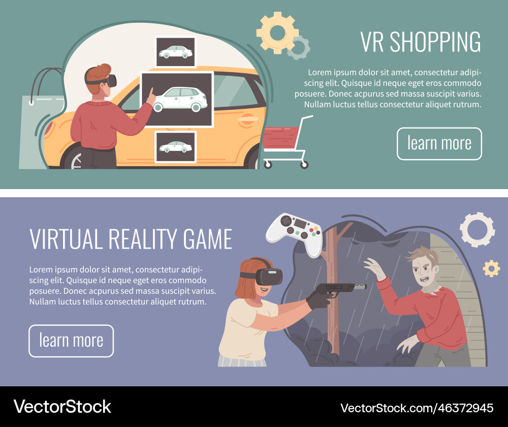 Virtual reality banner set Royalty Free Vector Image