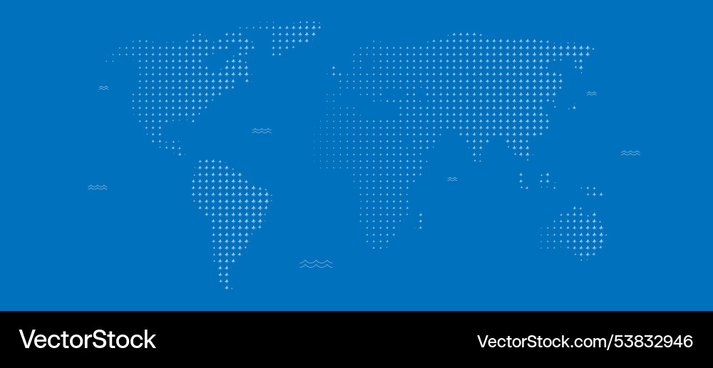 Abstract dotted world map on blue background Vector Image