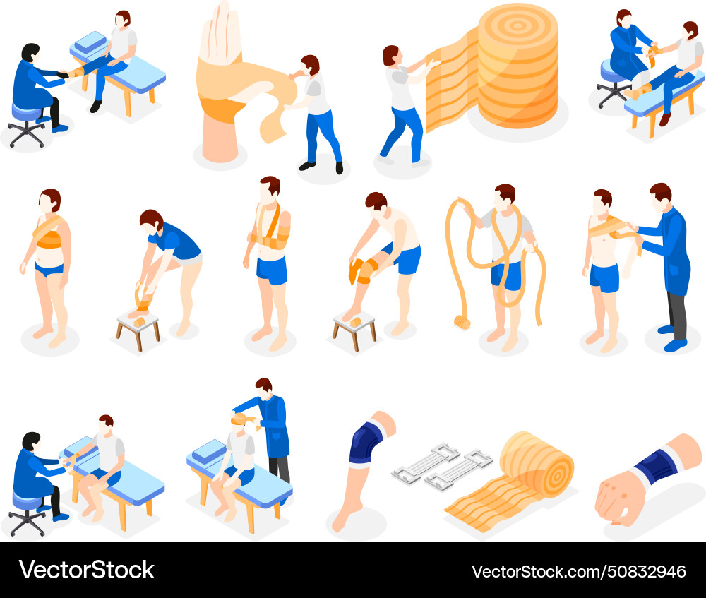 Bandage application set Royalty Free Vector Image