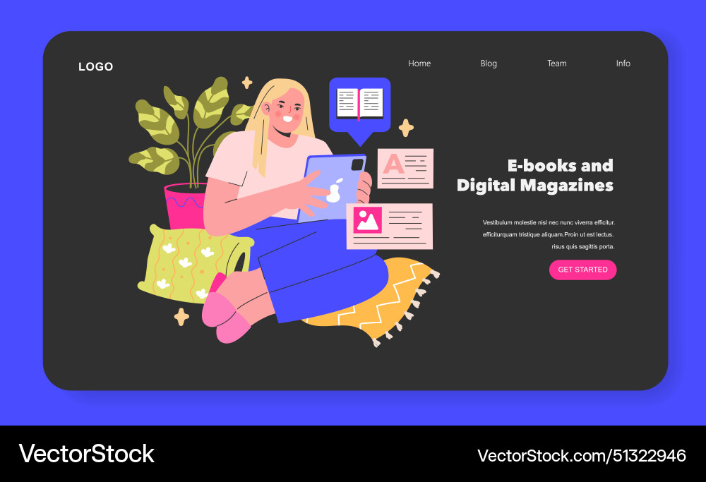 E-books and digital magazines concept a reader Vector Image
