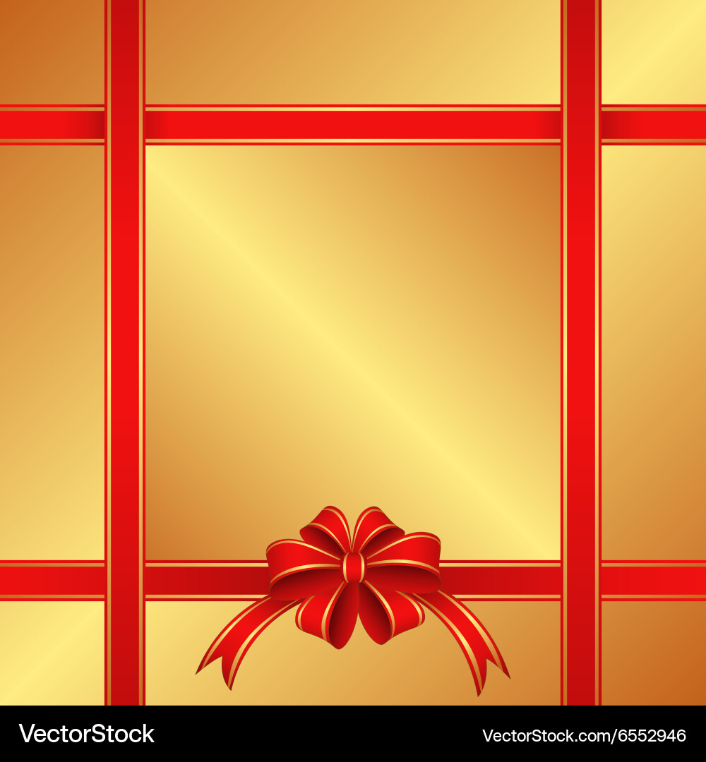 Golden background with red ribbons Royalty Free Vector Image