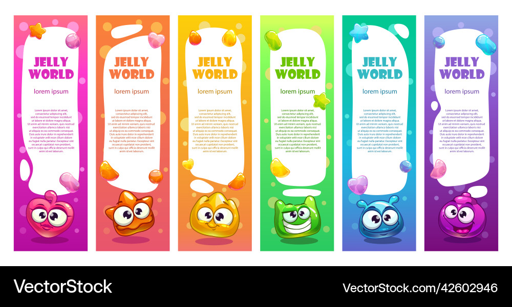 Jelly Candy Banners with Monsters Royalty Free Vector Image