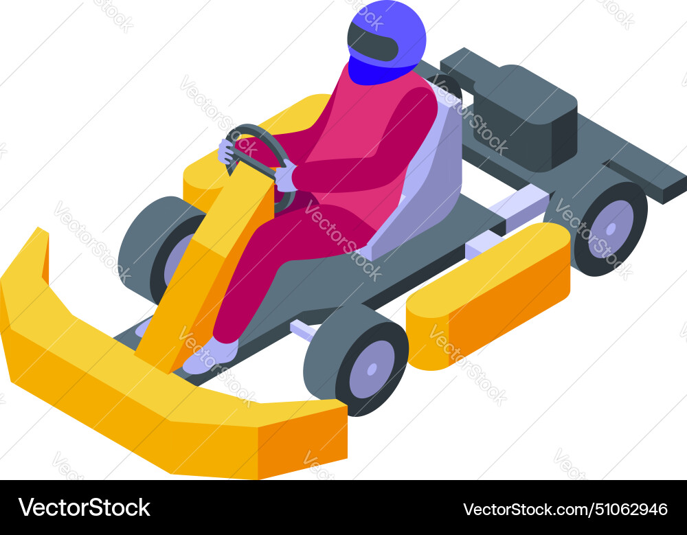 Kid kart racer icon isometric ready Royalty Free Vector