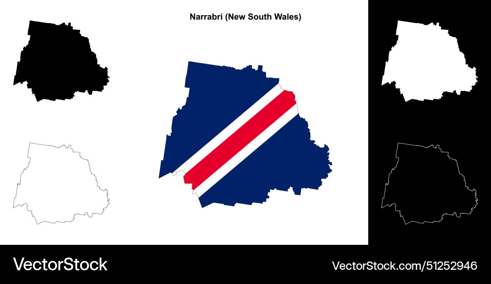 Narrabri outline map Royalty Free Vector Image