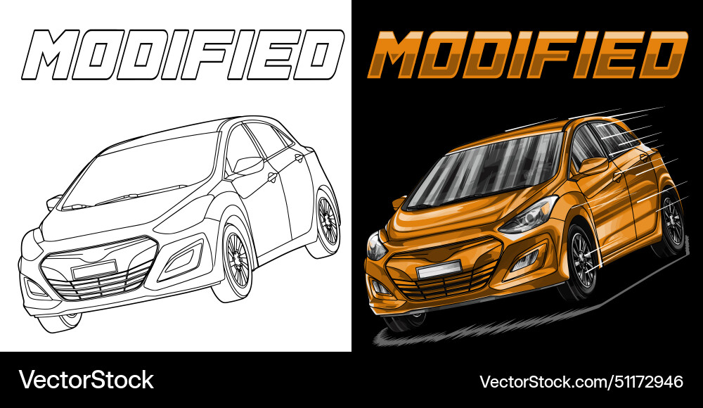 Orange drag racing car with black strip Royalty Free Vector