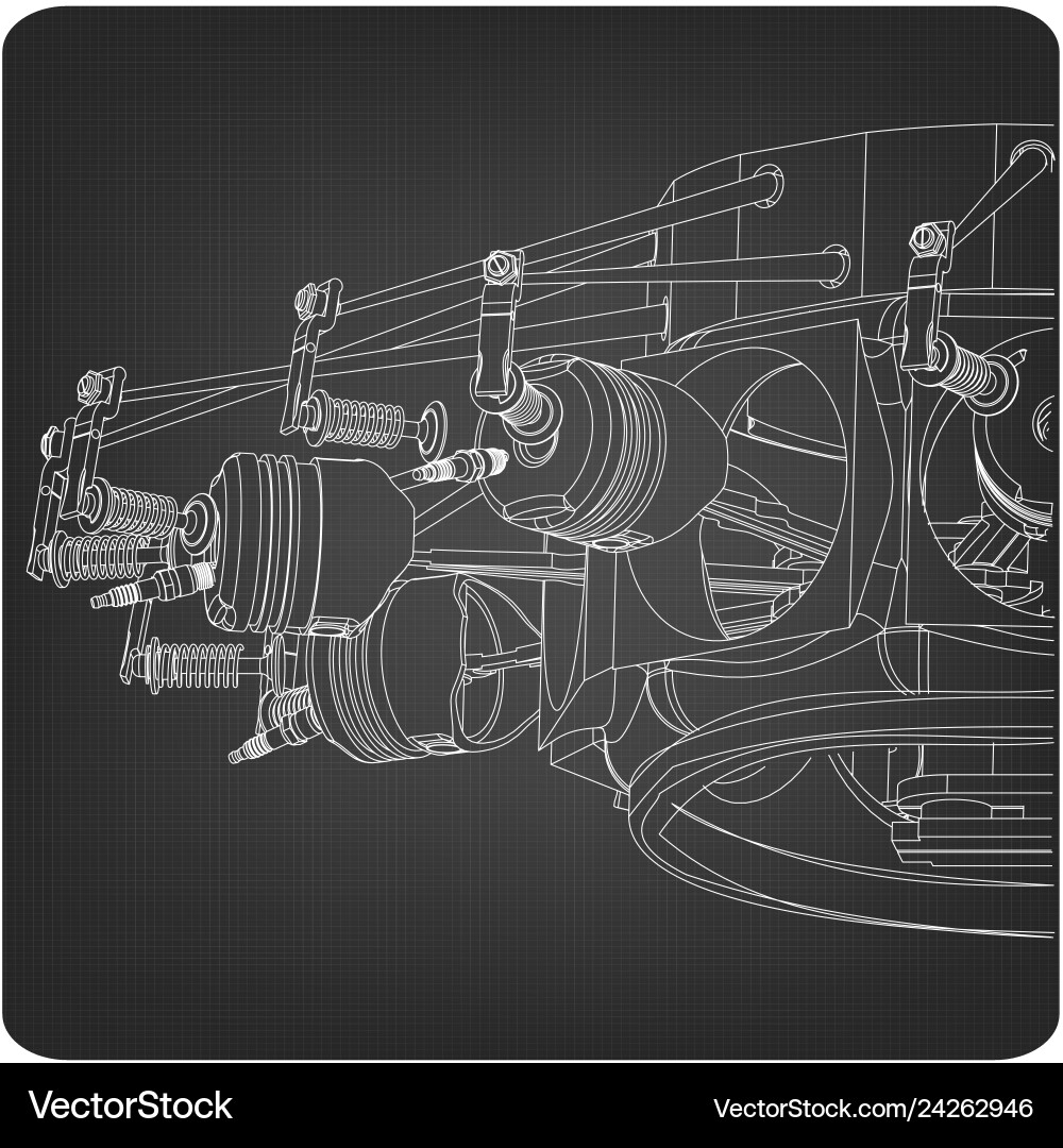 Radial engine on a gray Royalty Free Vector Image