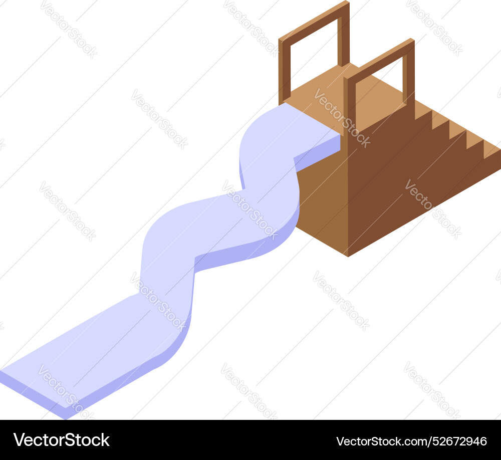 River flowing under small wooden bridge Royalty Free Vector