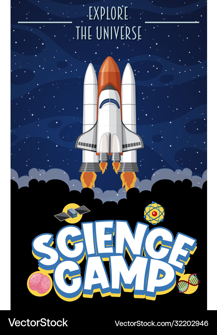 Science camp logo with explore universe text Vector Image