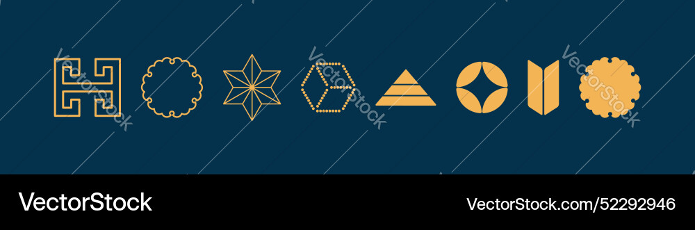 Traditional asian abstract design elements set Vector Image