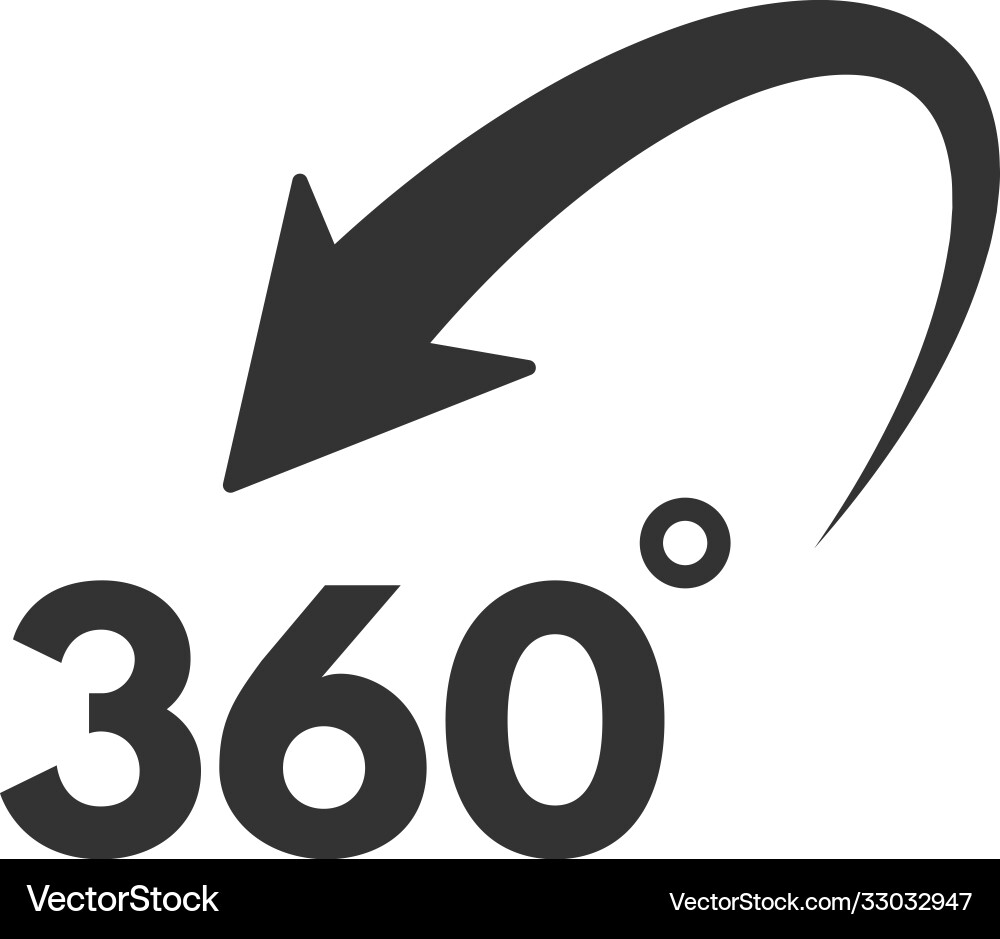 360 degree icon black symbol and rotation Vector Image