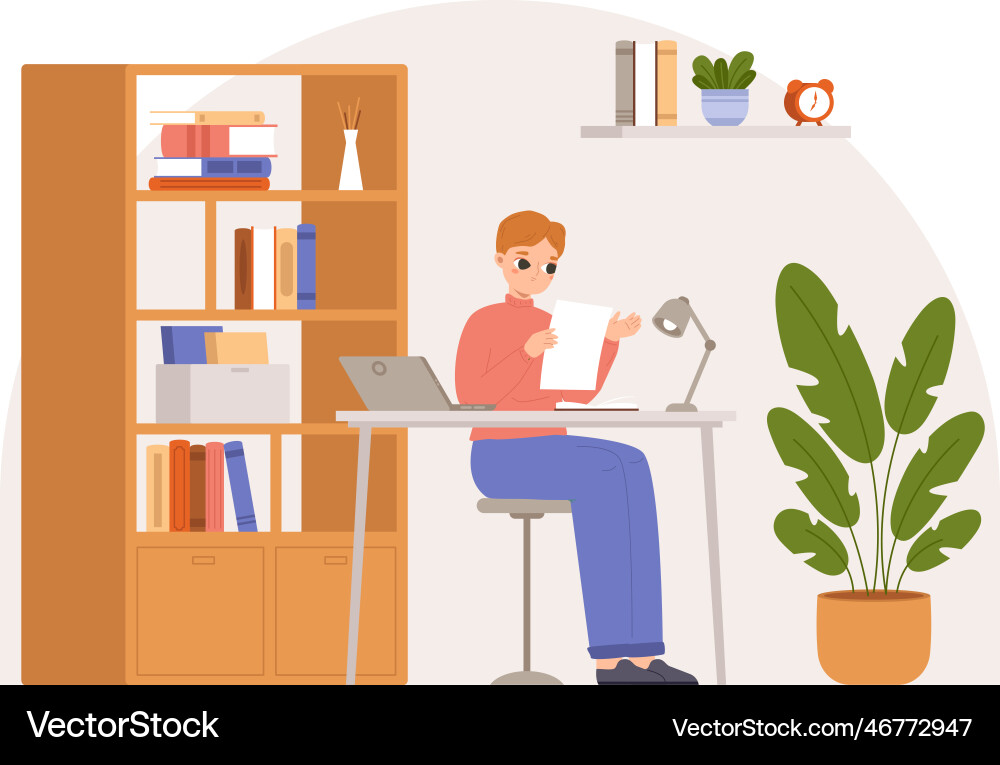 Boy studying process school or college student Vector Image
