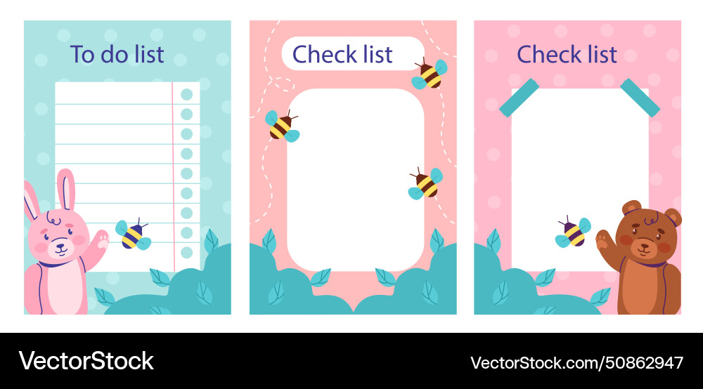 Check list for kids set Royalty Free Vector Image