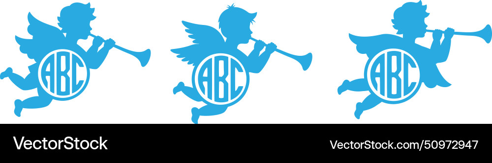 Cherub with name monograms kids monogram angel Vector Image