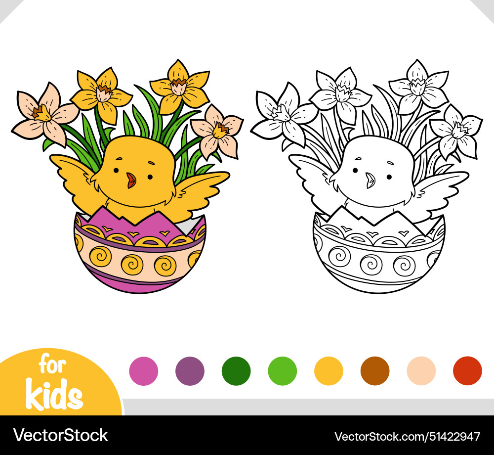 Coloring book for children easter little bird Vector Image