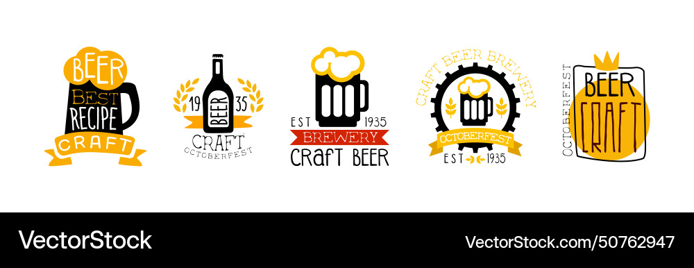 Craft beer brewery label design and emblem Vector Image